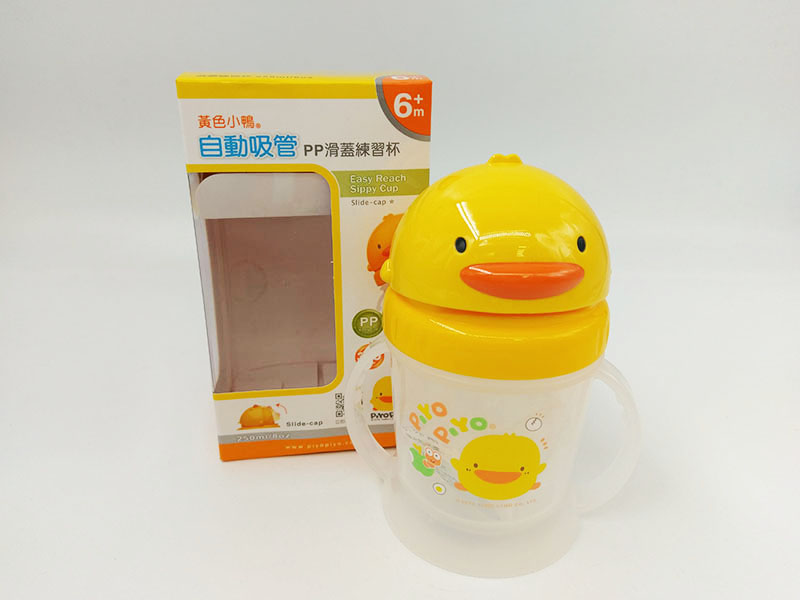 黃色小鴨自動吸管PP滑蓋練習杯 250ml 6 m GC代贈 GC贈物網