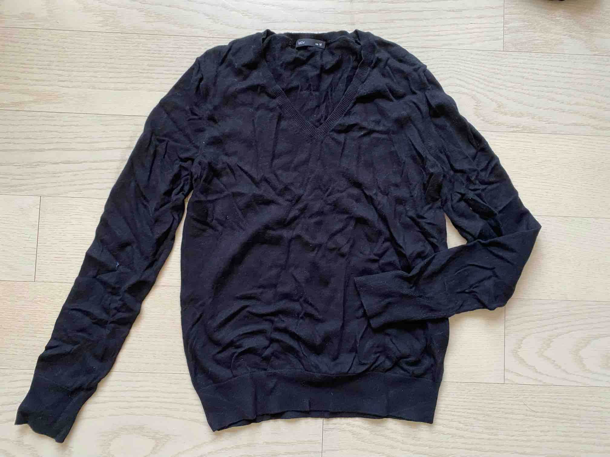 lativ黑色V領喀什米爾毛衣 - GC贈物網