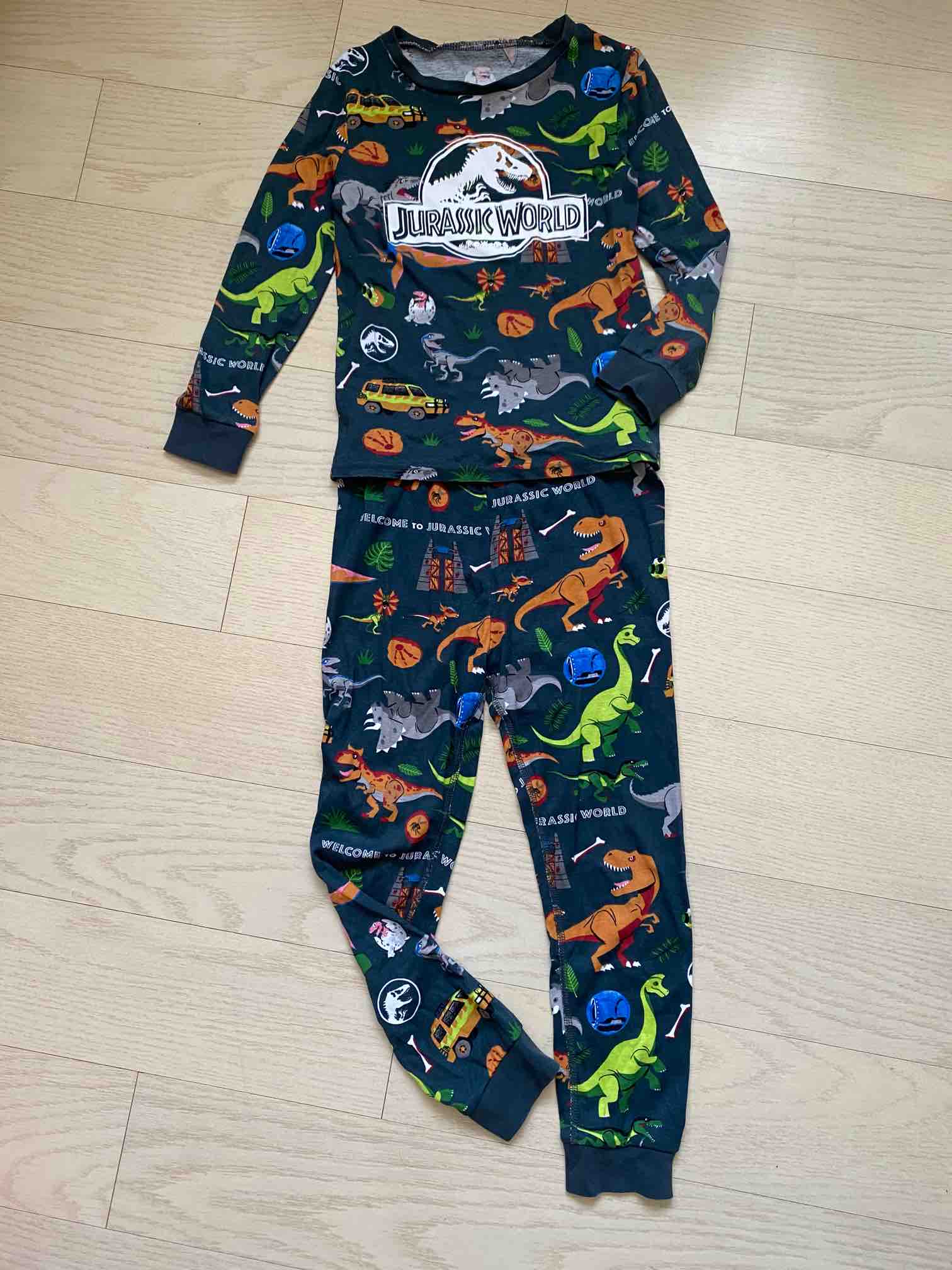 H&M童。綠色恐龍印花長袖褲睡衣4-6Y - GC贈物網