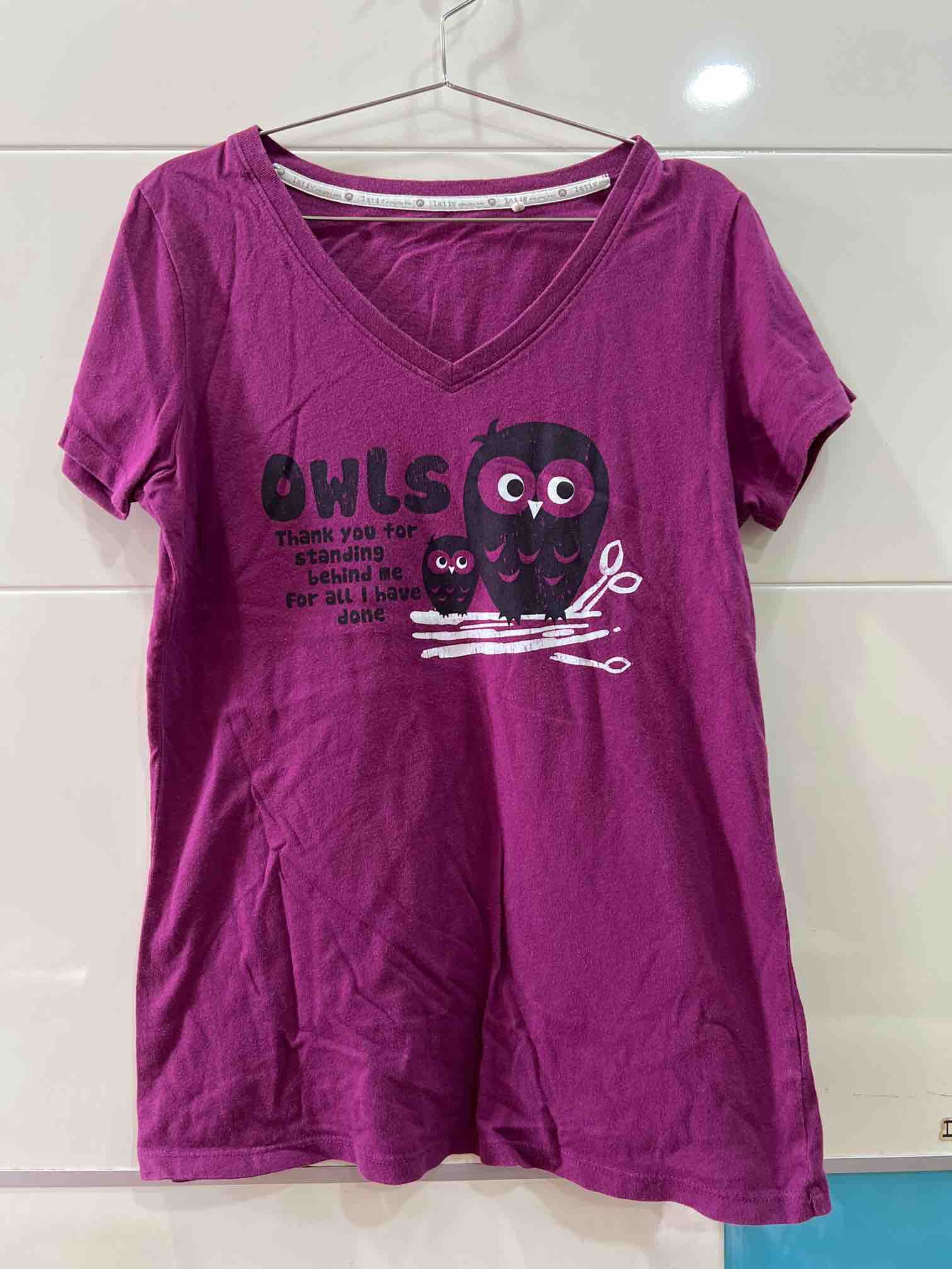 Lativ女裝深紫V領短袖上衣 - GC贈物網