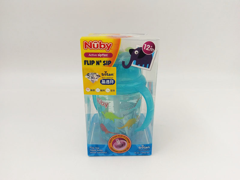 藍色晶透雙耳學飲杯/細吸管(240ml)(12+m) - GC代贈 - GC贈物網